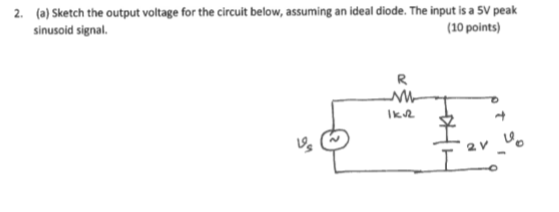 Solved Sketch the output voltage for the circuit below, | Chegg.com