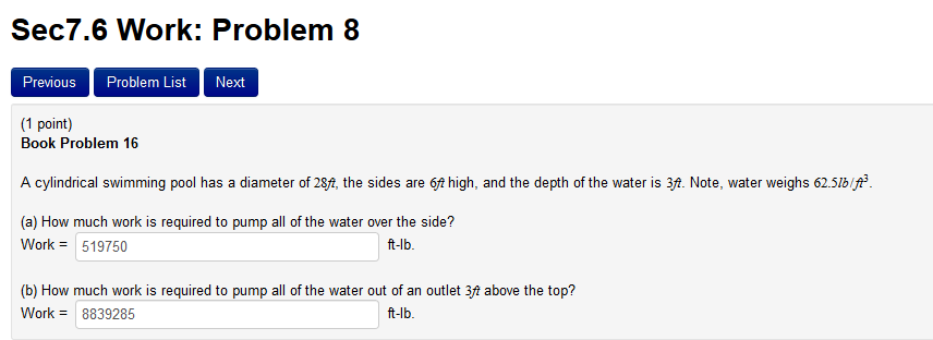 Solved Sec7.6 Work: Problem 8 Previous Problem List Next 1 | Chegg.com Solved Sec7.6 Work: Problem 8 Previous Problem List Next 1 | Chegg.com