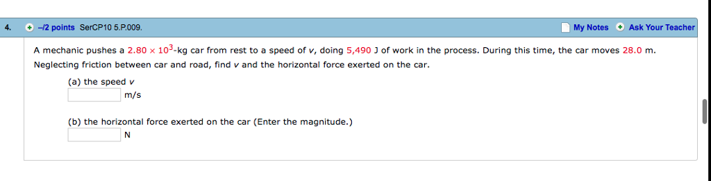 Solved 4 2 Points Sercp10 5 P009 My Notes Ask Your