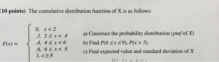 Solved The cumulative distribution function of X is as | Chegg.com