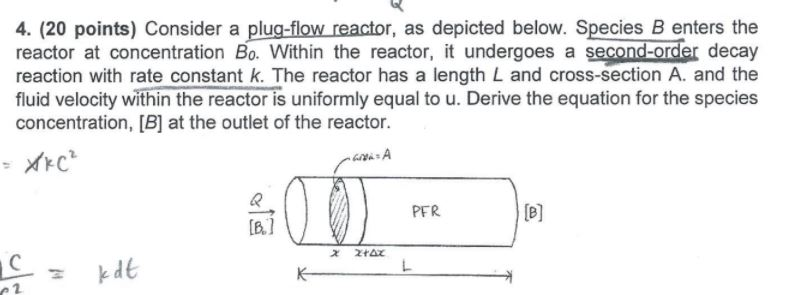 Solved 4 20 Points Consider A Plug Flow Reactor As