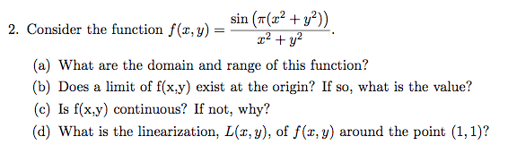 Solved Consider the function f(x.y) = sin (pi (x^2 + | Chegg.com