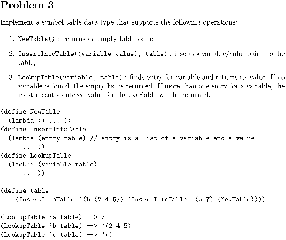 Implement a symbol table data type that supports the | Chegg.com