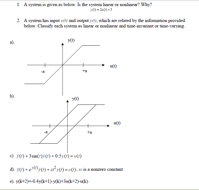 Solved A system is given as below. Is the system linear or | Chegg.com