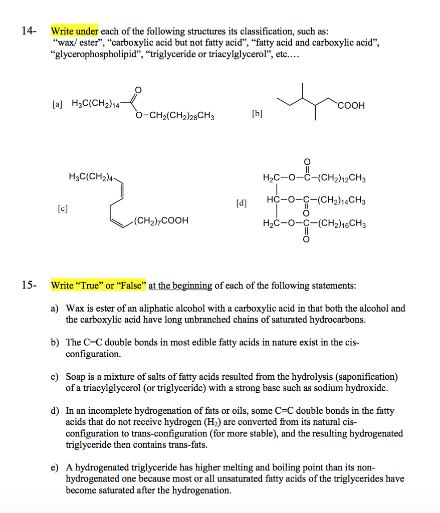 Solved 14- Write under each of the following structures its | Chegg.com