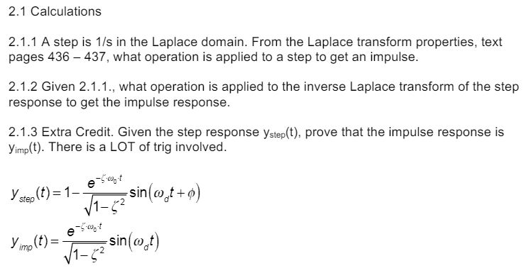 Solved A step is 1/s in the Laplace domain. From the Laplace | Chegg.com