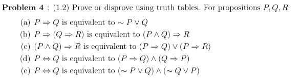 Solved Prove Or Disprove Using Truth Tables For 