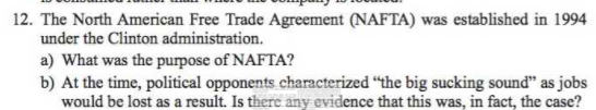 Solved 12. The North American Free Trade Agreement (NAFTA) | Chegg.com