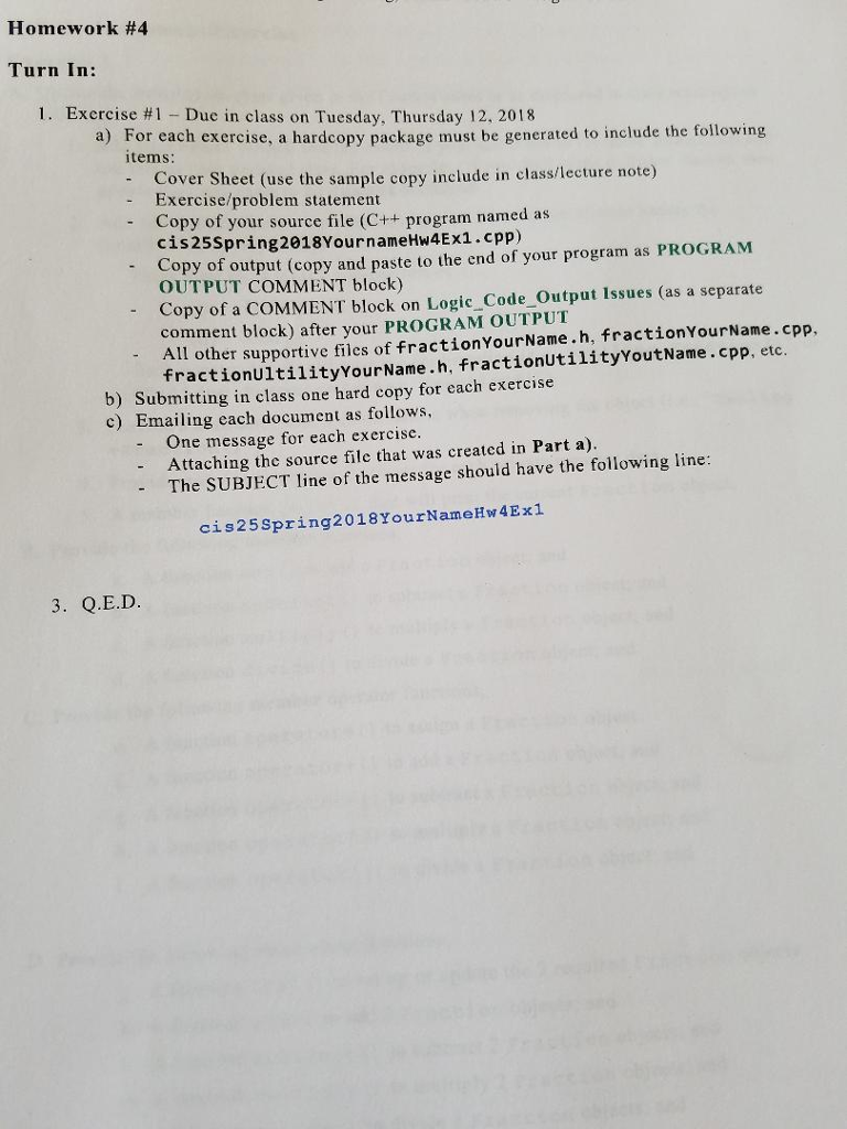 Solved Homework #4 Turn In: Exercise #1-Due in class on | Chegg.com