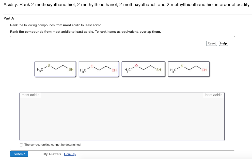 Solved Acidity: Rank 2-methoxyethanethiol, | Chegg.com