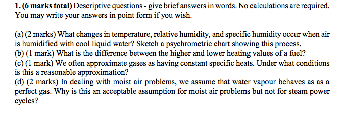 Solved Descriptive questions - give brief answers in words. | Chegg.com