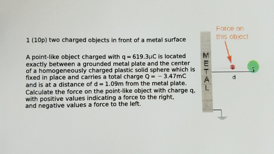 Solved Force on this object 1 (10p) two charged objects in | Chegg.com