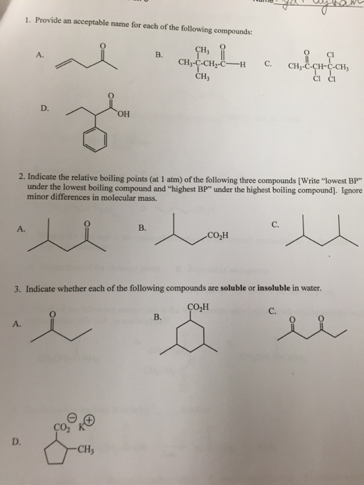 Solved Provide an acceptable name for each of the following | Chegg.com