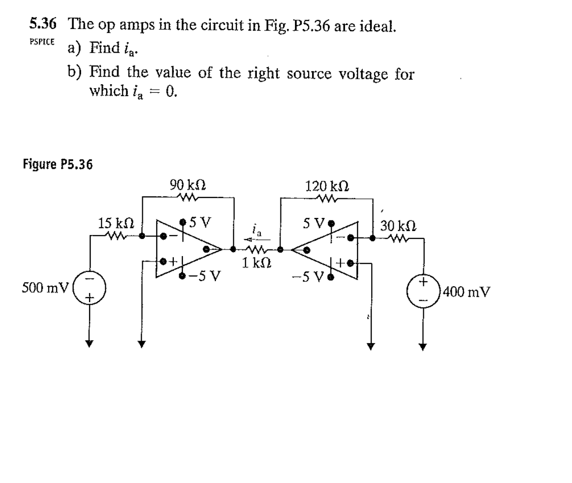 Solved 536 The op amps in the circuit in Fig. P5.3 6 are | Chegg.com