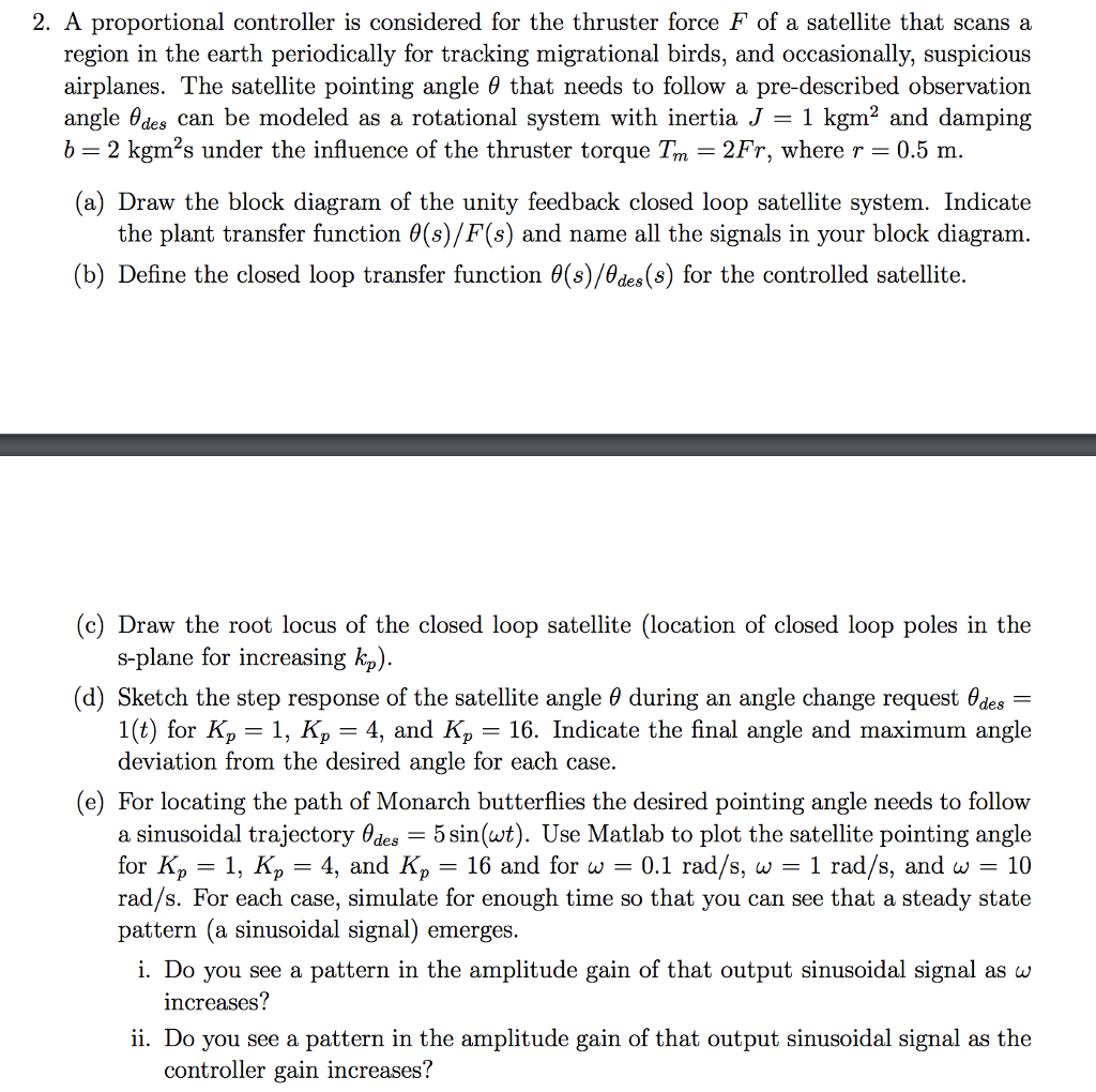 Solved A proportional controller is considered for the | Chegg.com