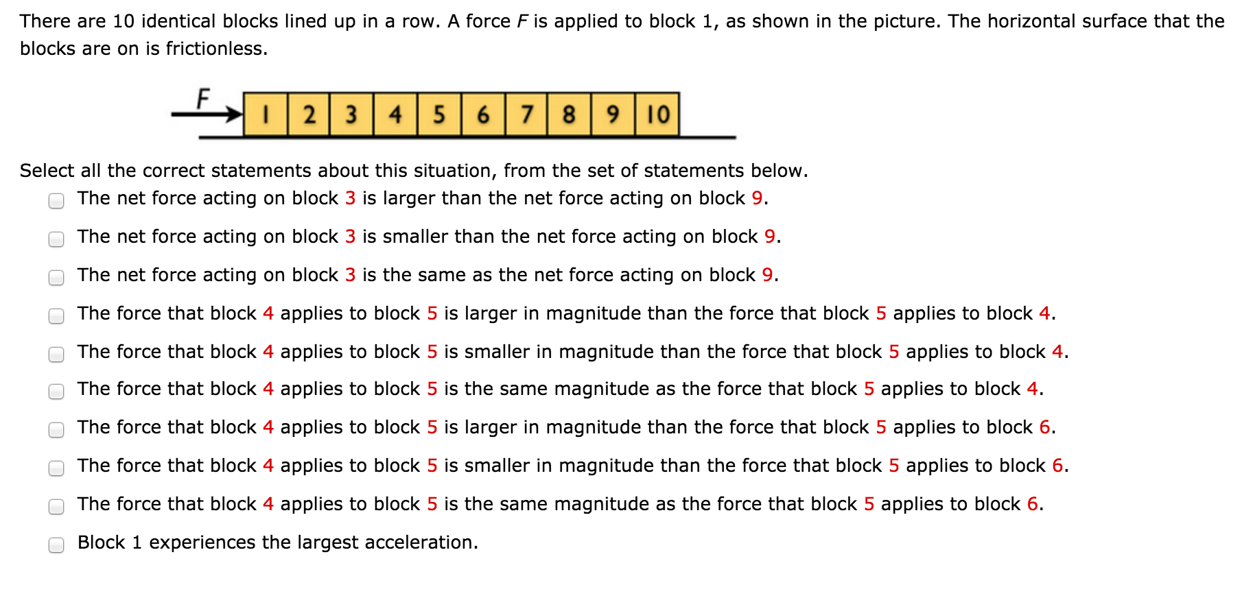 Solved There are 10 identical blocks lined up in a row. A | Chegg.com