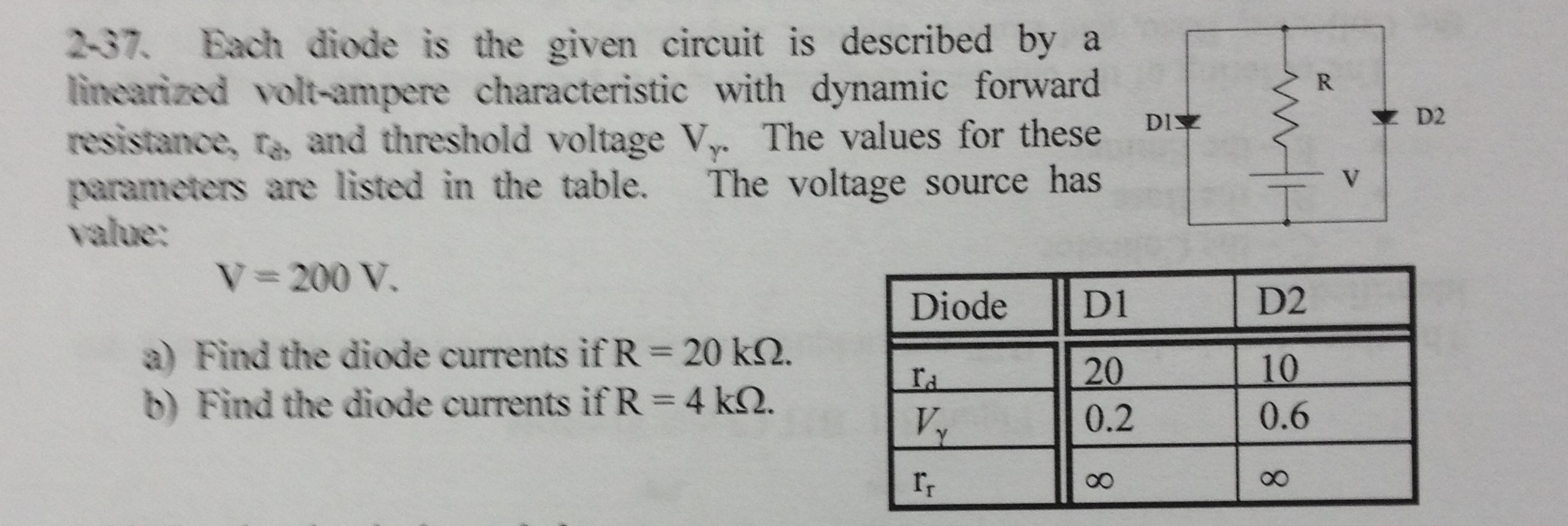 Solved Each diode is the given circuit is described by a | Chegg.com