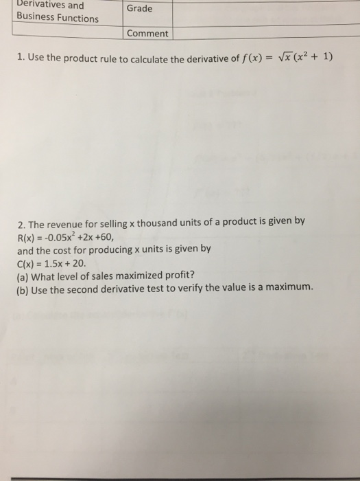 Solved Use the product rule to calculate the derivative of | Chegg.com