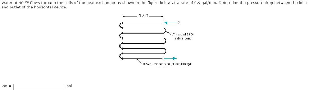 Solved Water at 40 °F flows through the coils of the heat | Chegg.com