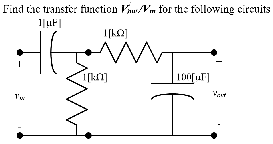 Solved Find the transfer function V_out/V_in for the | Chegg.com