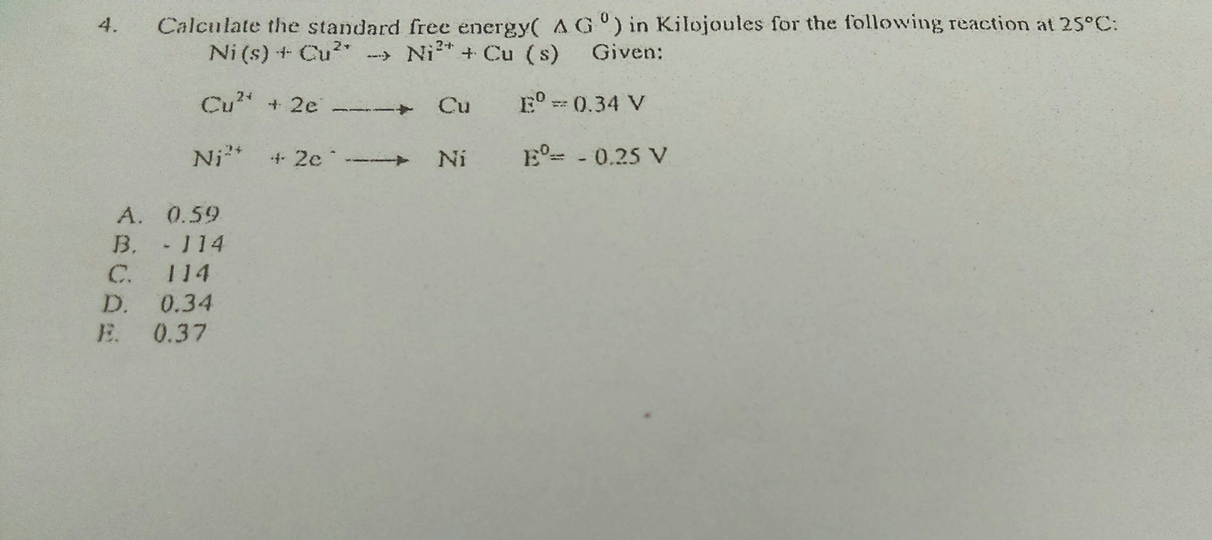 Solved Calculate the standard free energy(delta G degree) in | Chegg.com