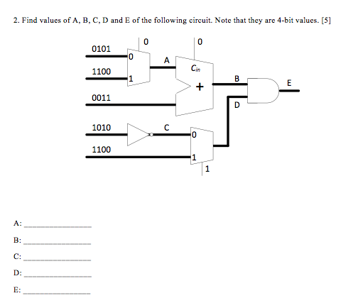 Solved Find values of A, B, C, D and E of the following | Chegg.com