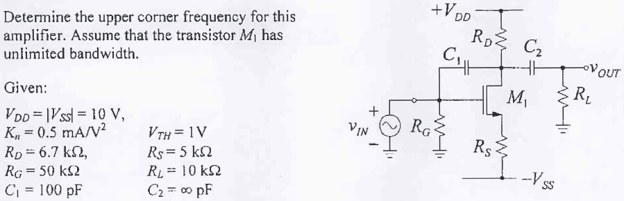 Solved Determine the upper comer frequency for this | Chegg.com
