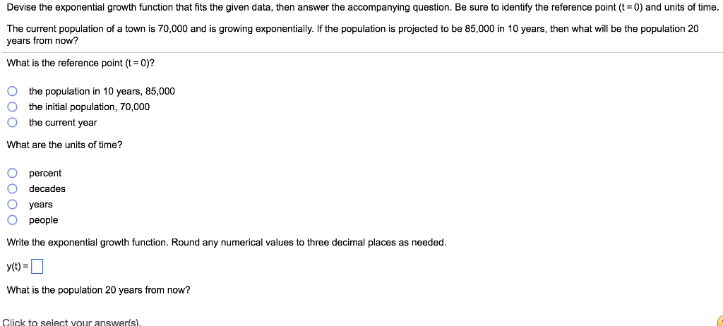 Solved Devise The Exponential Growth Function That Fits The 0523