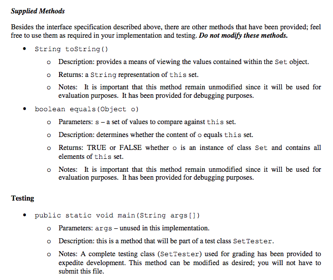 Solved In This Project You Will Implement A Set Class Which