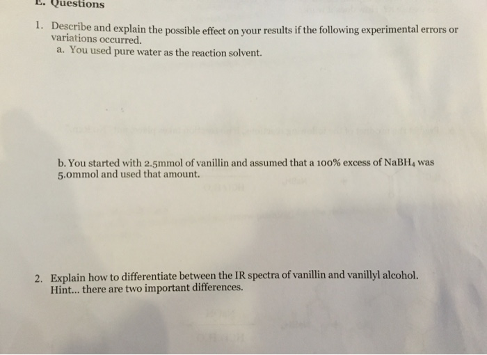 Solved Describe and explain the possible effect on your | Chegg.com