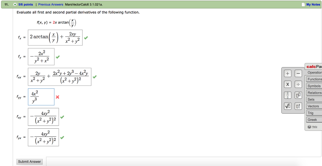 Solved Evaluate all first and second partial derivatives of | Chegg.com