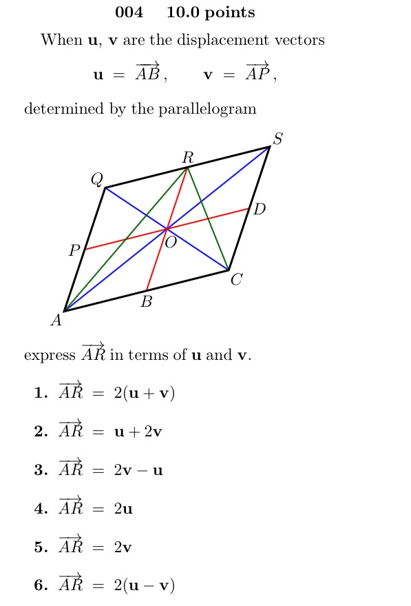 Solved When u, v are the displacement vectors u = AB | Chegg.com