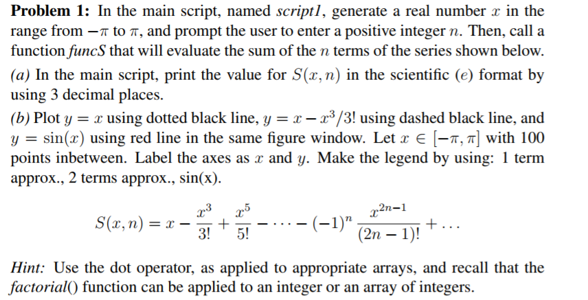 Solved Problem 1: In the main script, named scriptl, | Chegg.com