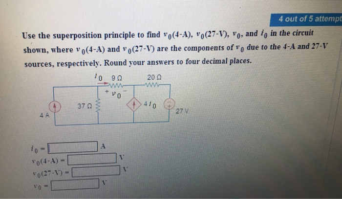 Solved 4 out of 5 attempt Use the superposition principle to | Chegg.com