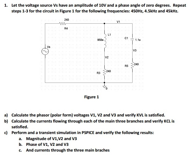 Solved Let the voltage source Vs have an amplitude of 10V | Chegg.com