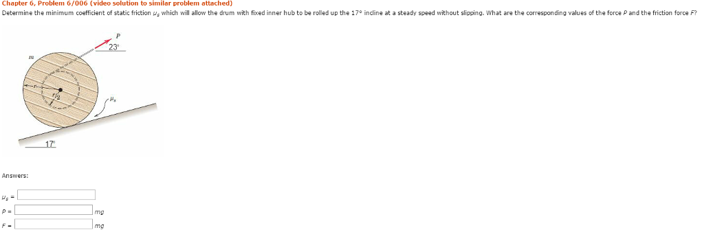 Solved Determine the minimum coefficient of static friction | Chegg.com