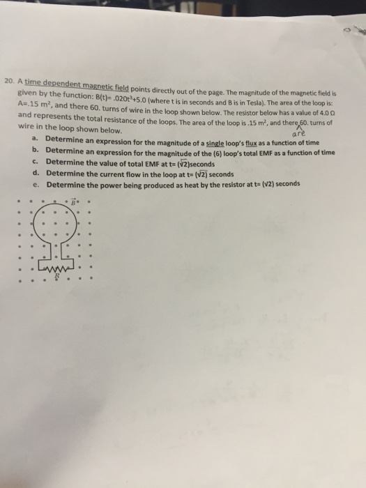 Solved A time dependent magnetic field points directly out | Chegg.com