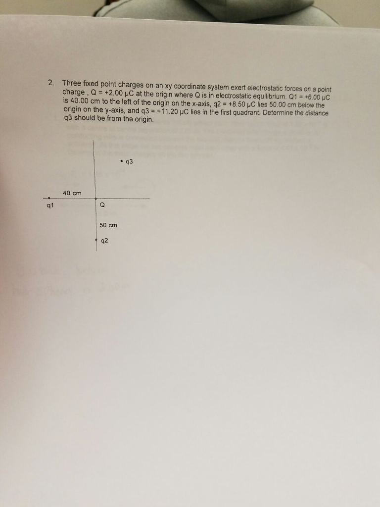 Solved Three fixed point charges on an xy coordinate system | Chegg.com