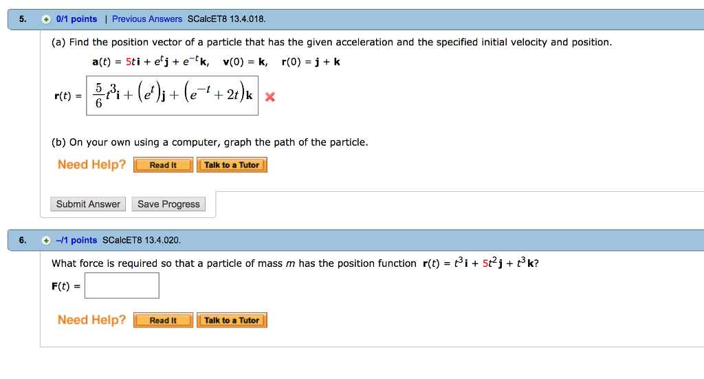 Solved 5. +0/1 points | Previous Answers SCalcET8 13.4.018. | Chegg.com