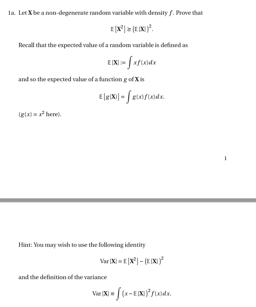 Solved la. Let X be a non-degenerate random variable with | Chegg.com