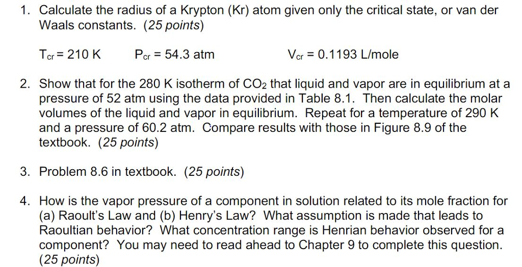 Solved 1. Calculate the radius of a Krypton (Kr) atom given | Chegg.com