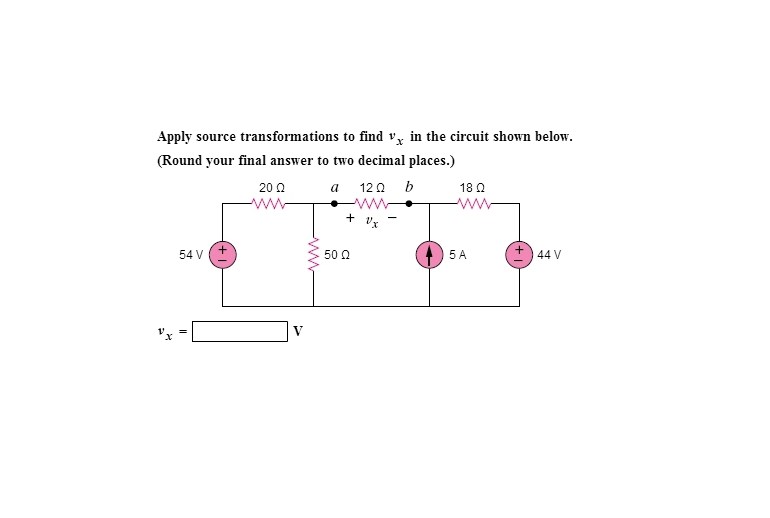 Solved: Apply Source Transformations To Vx In The Circuit ... | Chegg.com