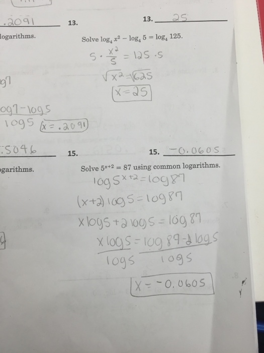 Solved Solve log_4 x^2 - log_4 5 = log_4 125. Solve 5^X+2 = | Chegg.com