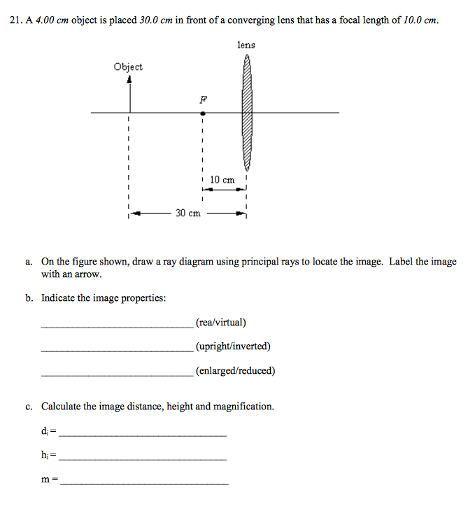 Solved 21. A 4.00 cm object is placed 30.0 cm in front of a | Chegg.com