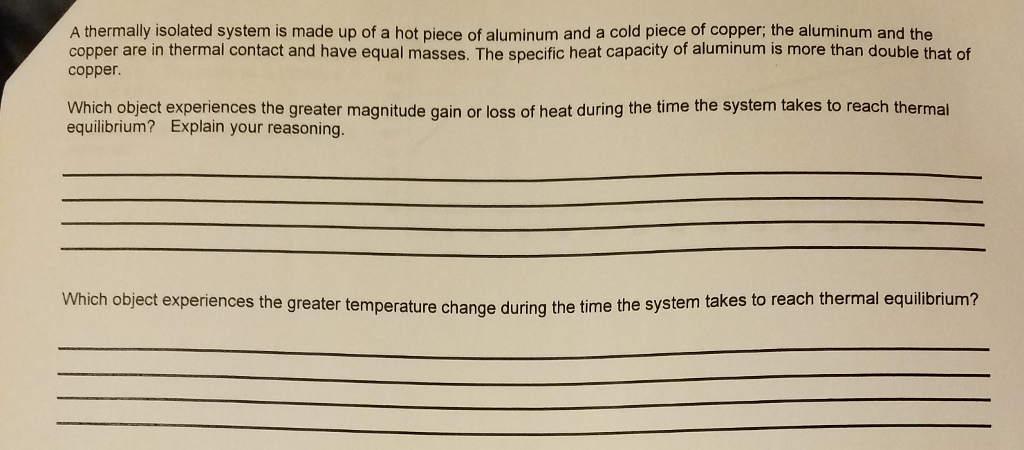Solved A thermally isolated system is made up of a hot piece | Chegg.com