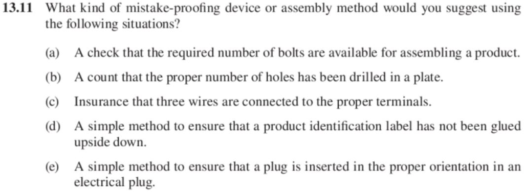 13.11 What kind of mistake-proofing device or | Chegg.com
