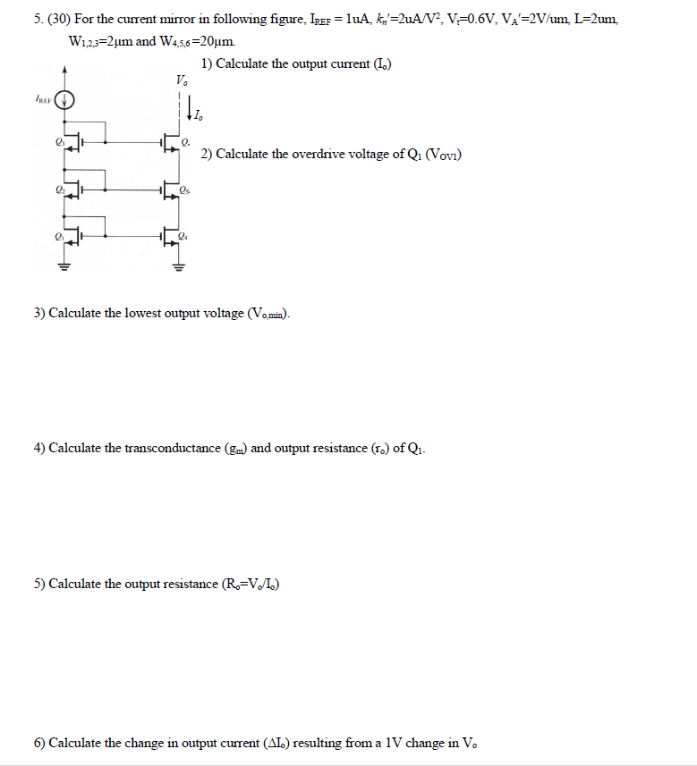 Solved For the current mirror in following figure. I_REF = 1 | Chegg.com