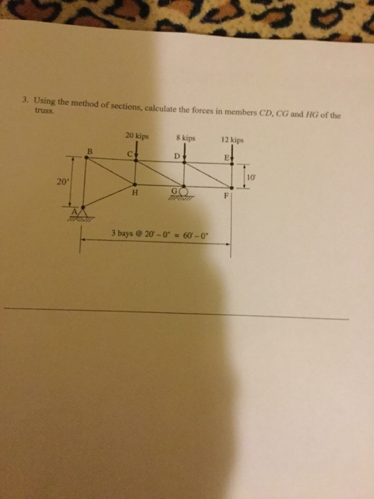 Solved 3.Using the method of sections, calculate the forces | Chegg.com