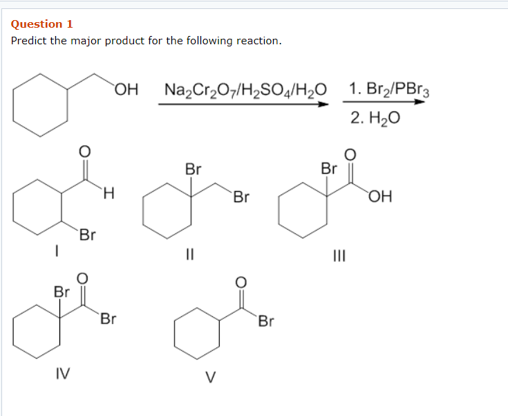 Solved Question 1 Predict the major product for the | Chegg.com