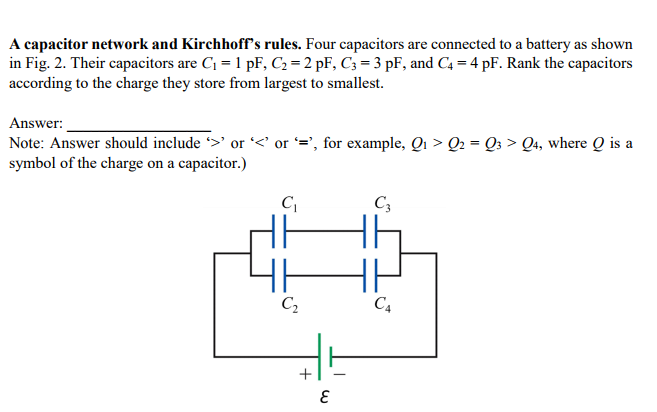 Solved A capacitor network and Kirchhoff's rules. Four | Chegg.com